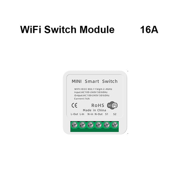 AVATTO Tuya Mini 16A WiFi Switch Module with Smart Life App 2 Way Cont ...